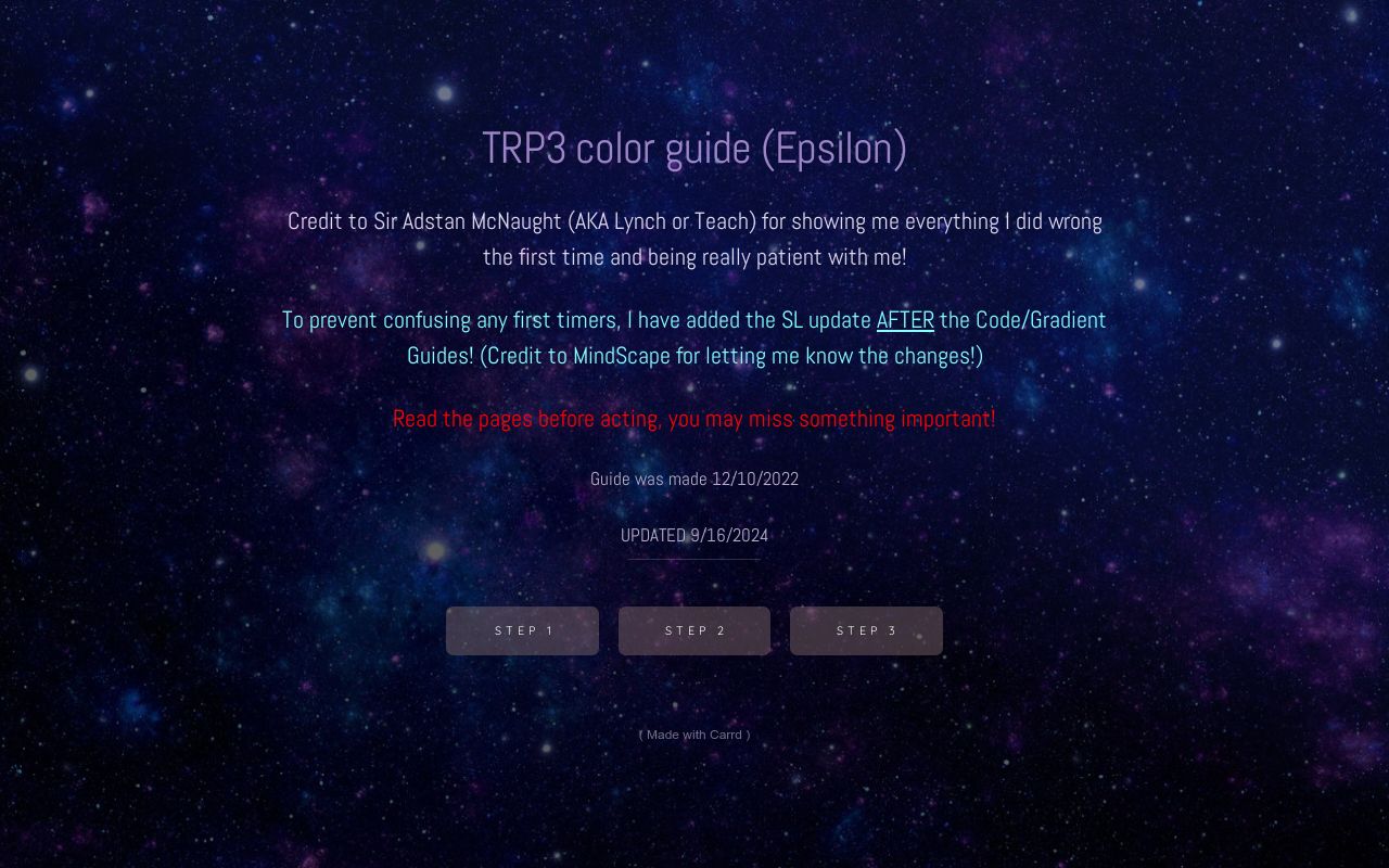 Epsilon TRP3 Color Guide
